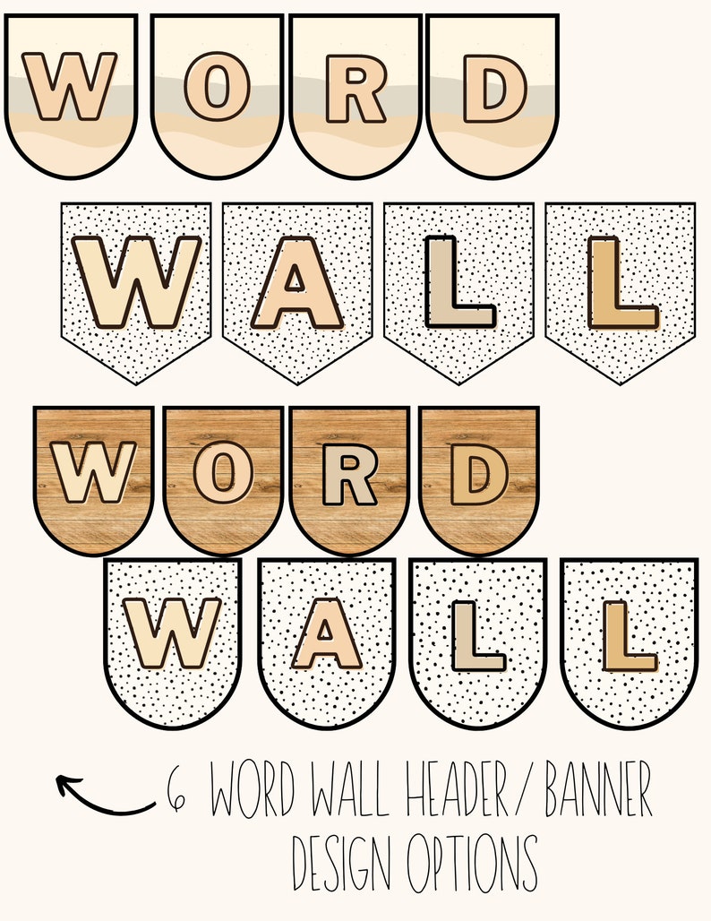 Neutral Boho Rainbow Word Wall editable - Etsy