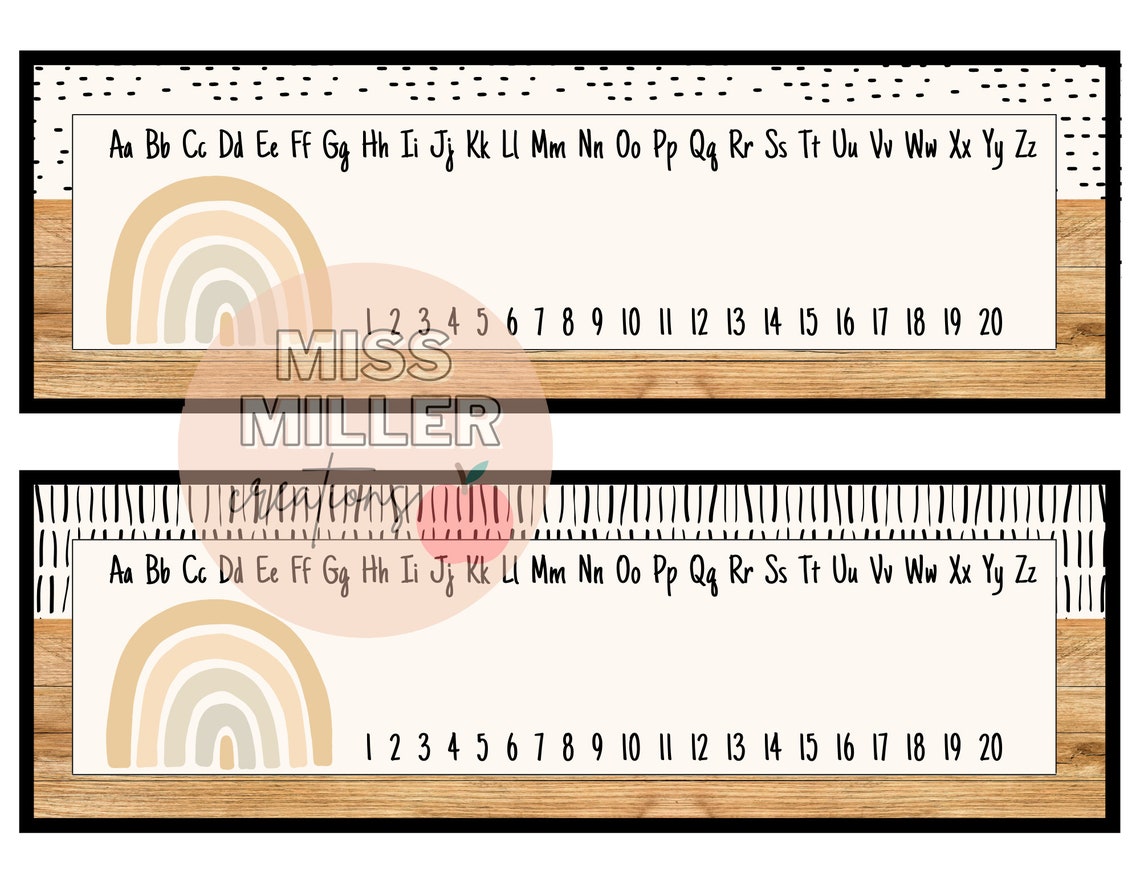 Neutral Boho Rainbow Desk Plates editable | Etsy