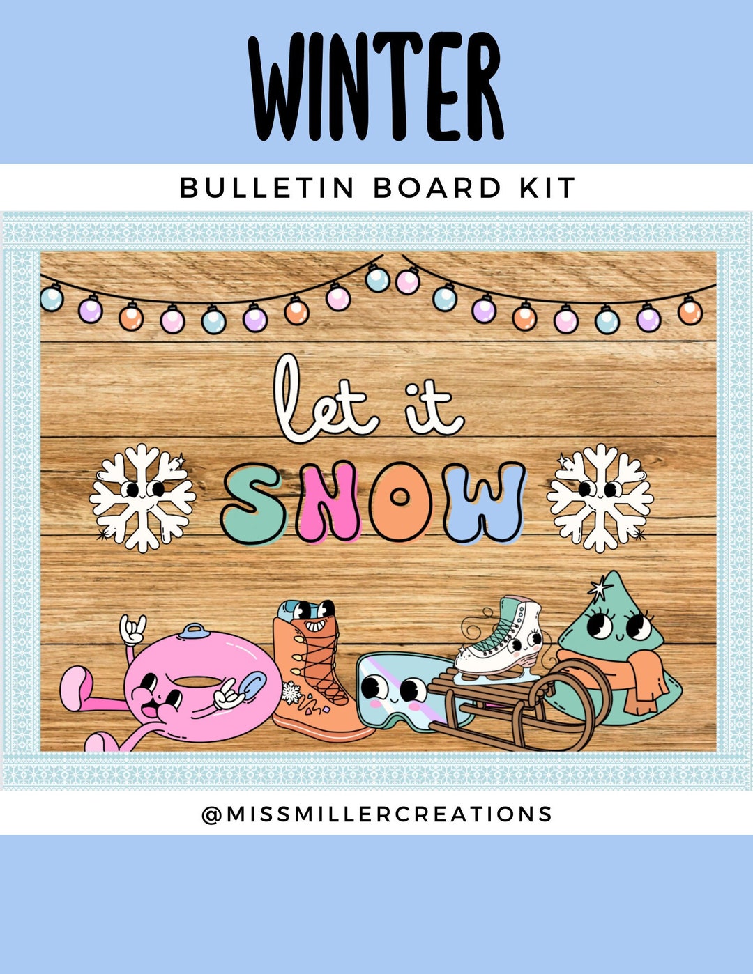 Let It Snow [groovy Winter] Bulletin Board Kit - Etsy