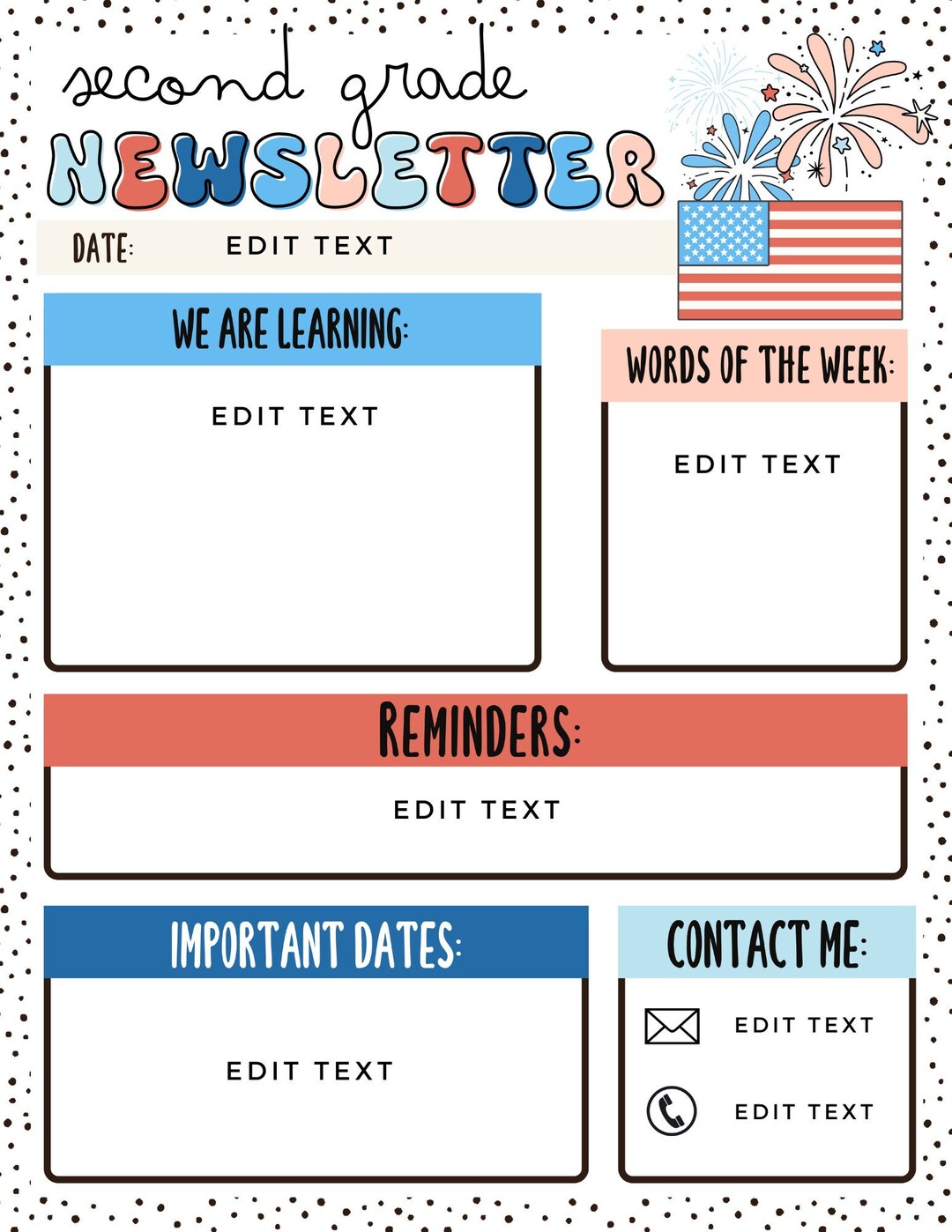 Groovy Fourth of July Newsletter Template - Etsy