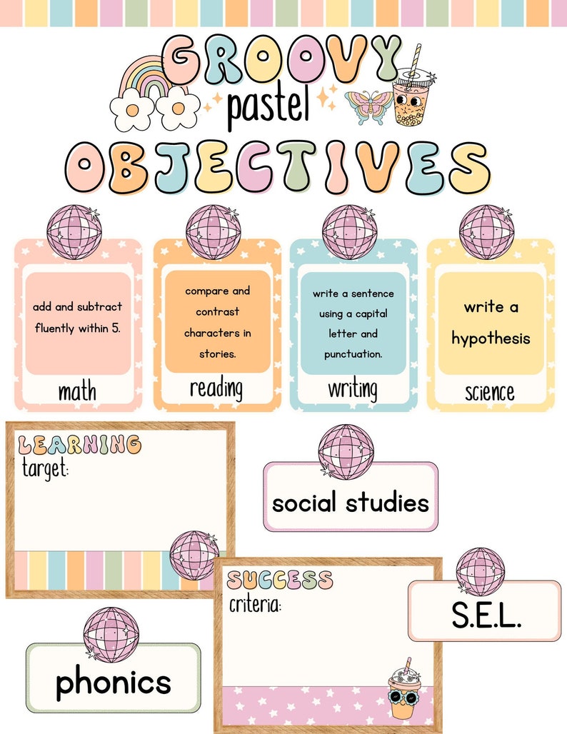 Groovy Pastel Learning Goal Posters/i Can Statements/focus Wall - Etsy
