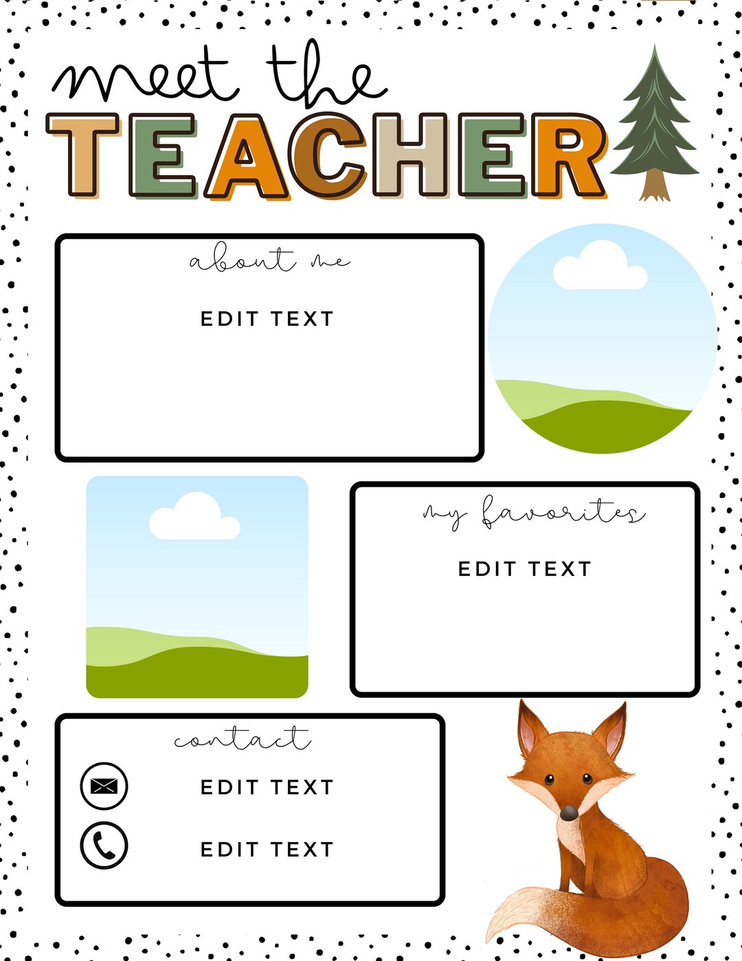 Woodland Meet the Teacher Template - Etsy