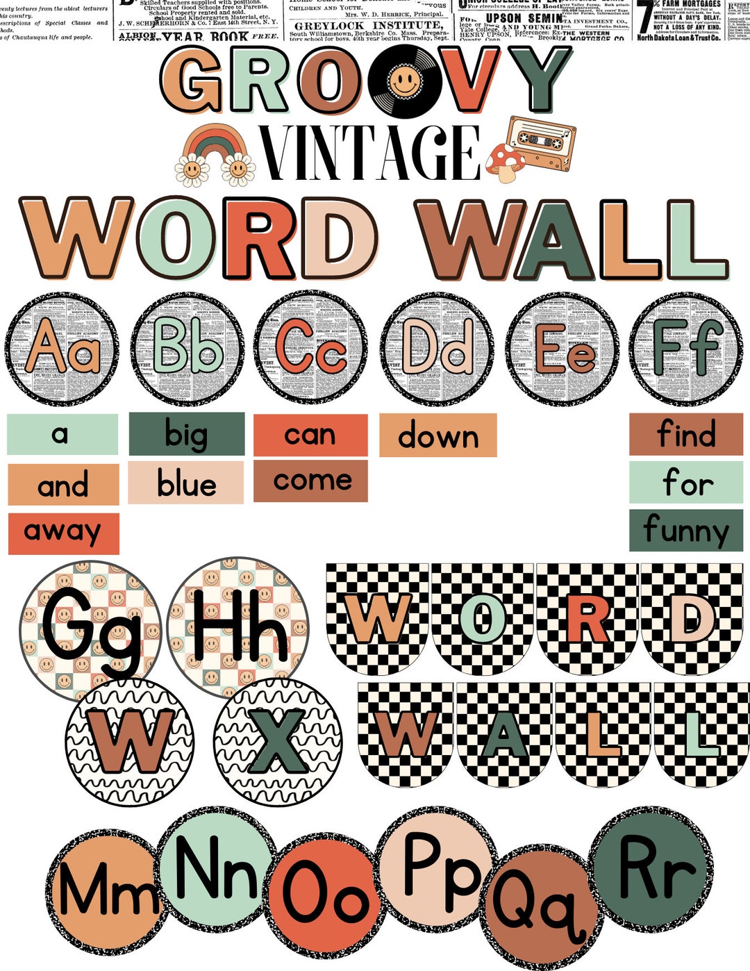 Groovy Vintage Word Wall [editable] - Etsy