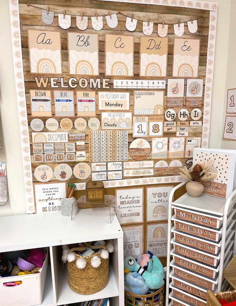 Neutral Boho Rainbow Complete Classroom Collection - Etsy