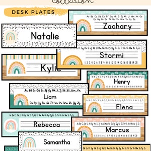 Modern Boho Rainbow Classroom Desk Plates [editable] - Etsy