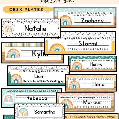 Boho Rainbow Desk Name Tags Editable Classroom Decor Back - Etsy