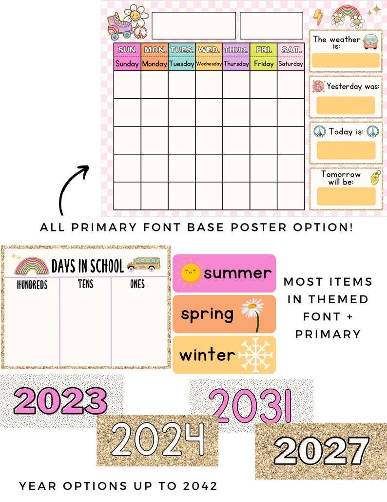 Disco Era Classroom Calendar - Etsy
