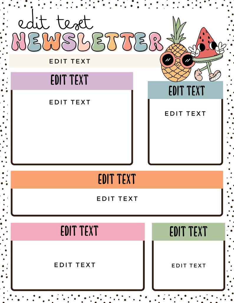 Groovy Summer Newsletter Template - Etsy