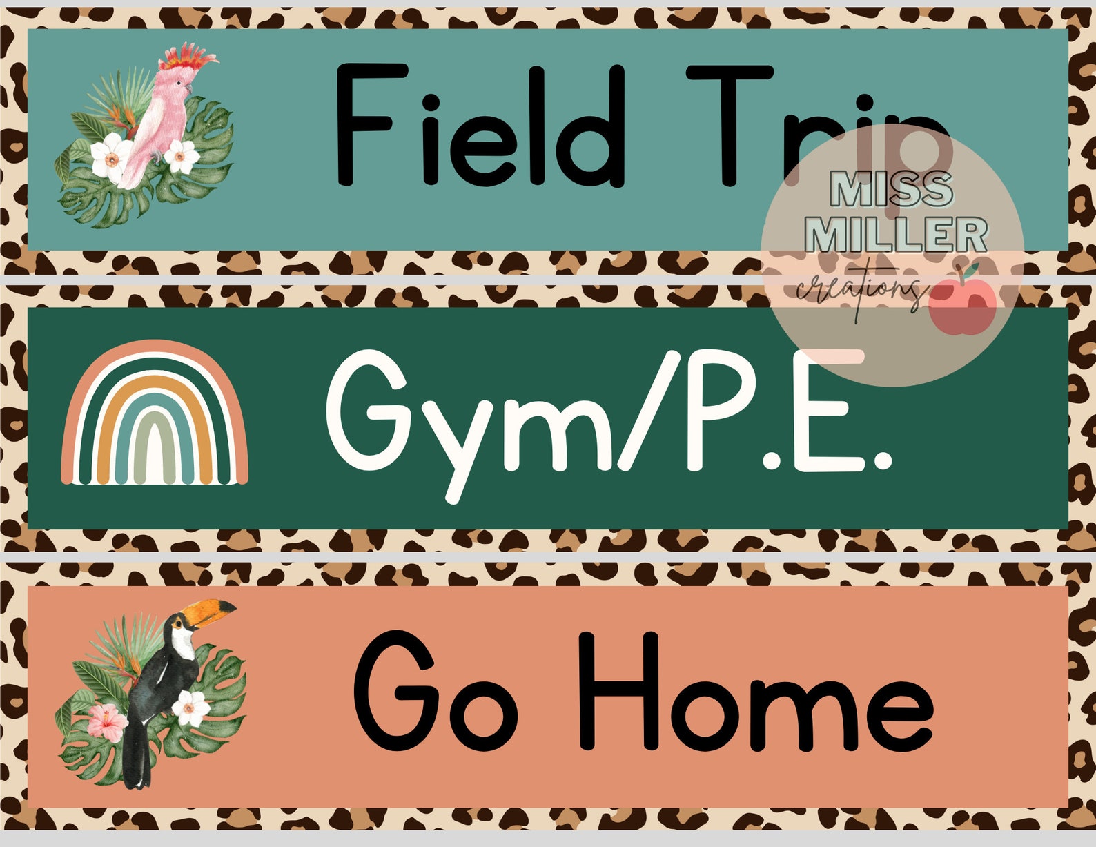 Boho TROPICS Classroom Schedule [editable] - Etsy