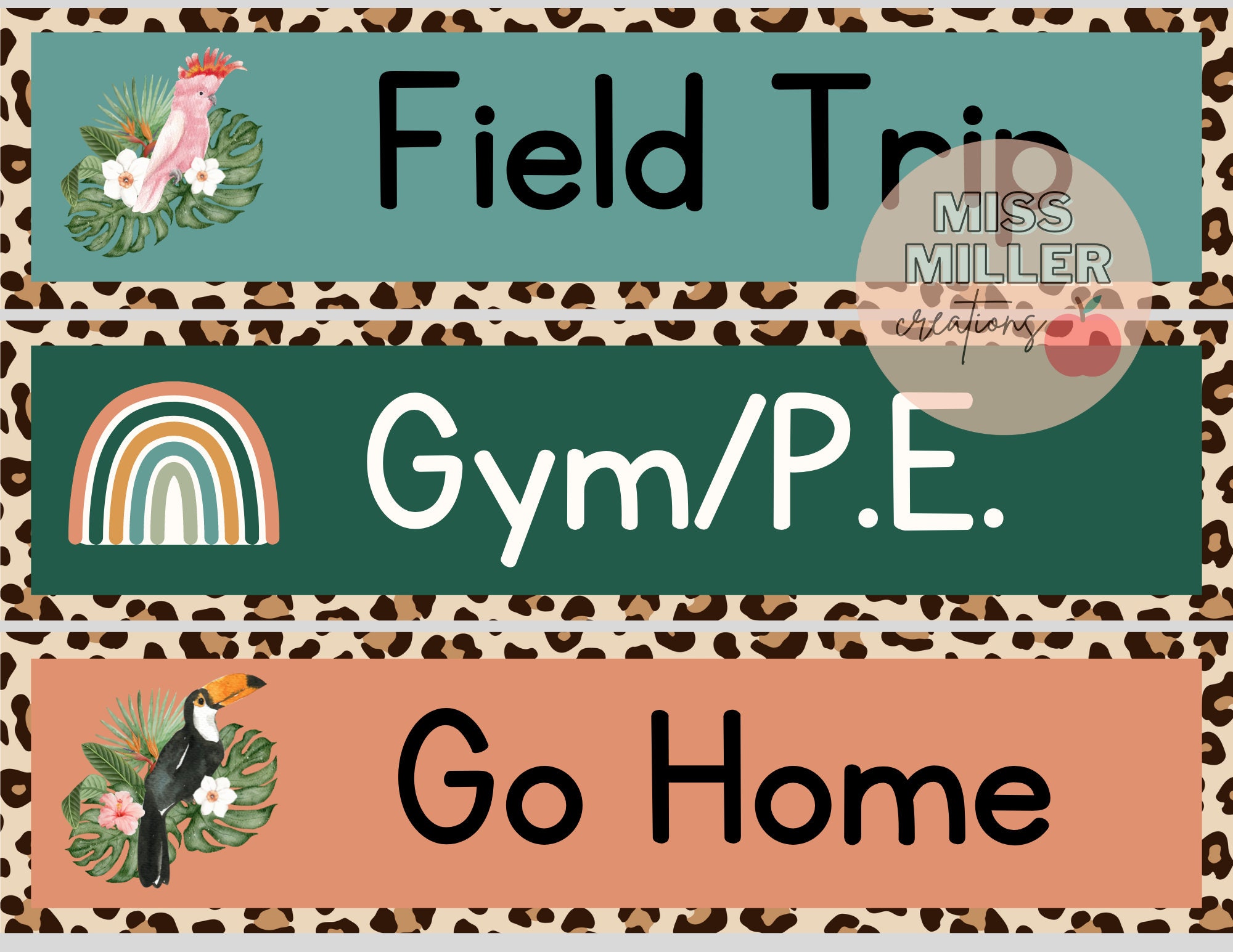 Boho TROPICS Classroom Schedule [editable] - Etsy