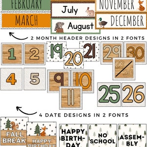 Woodland Classroom Calendar - Etsy