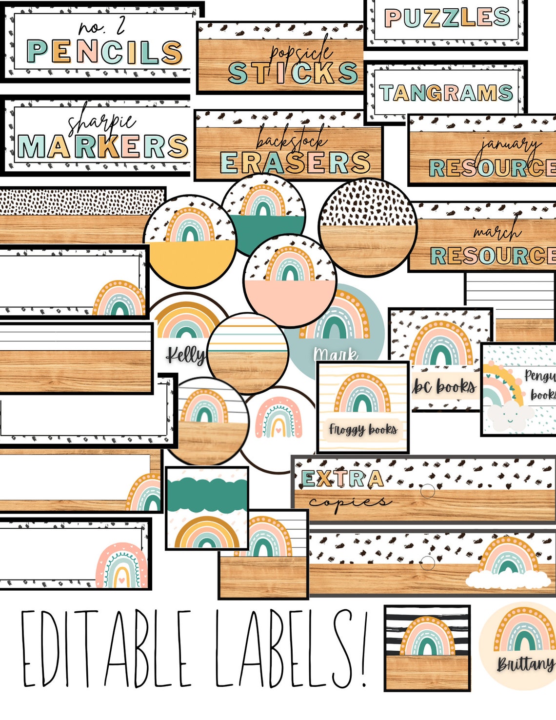 Modern Boho Rainbow Classroom Complete Bundle editable - Etsy