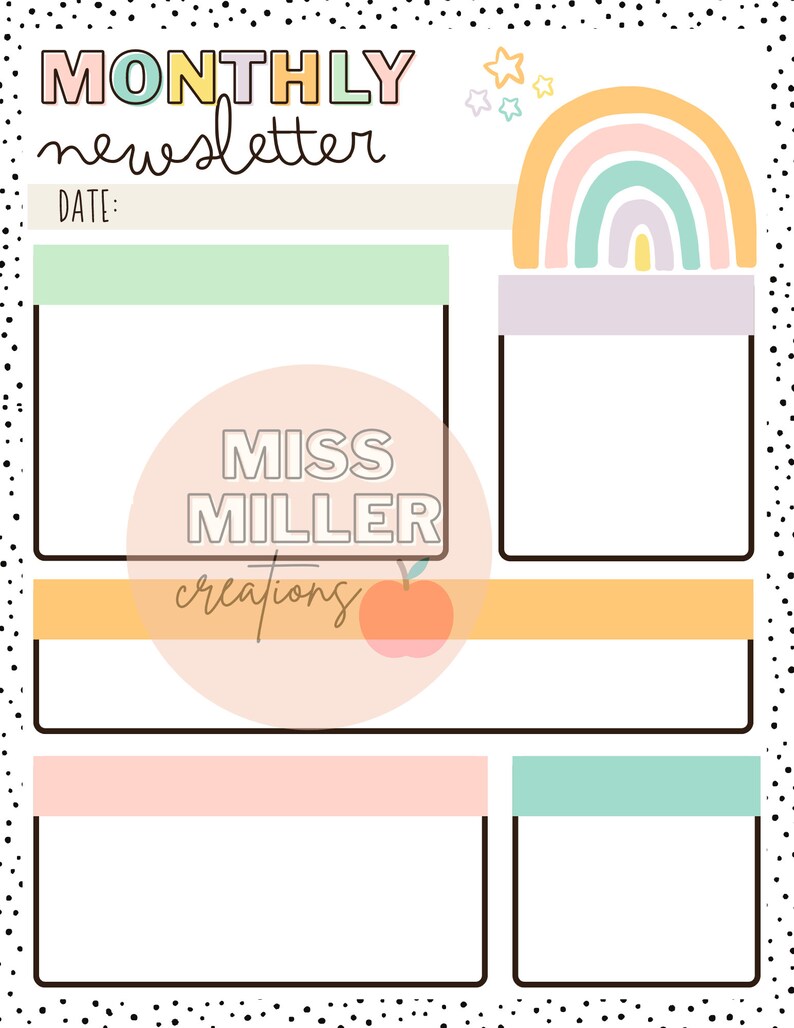 Pastel Boho Rainbow Classroom Newsletter editable - Etsy