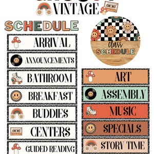 Groovy Vintage Classroom Schedule [editable] - Etsy