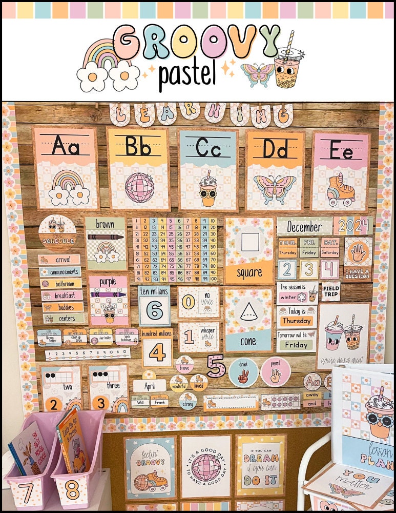 Groovy Pastel Classroom Decor Bundle [editable] - Etsy