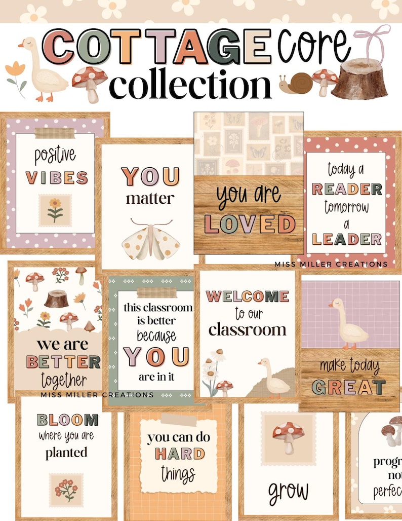 Cottagecore Classroom Quote Posters - Etsy