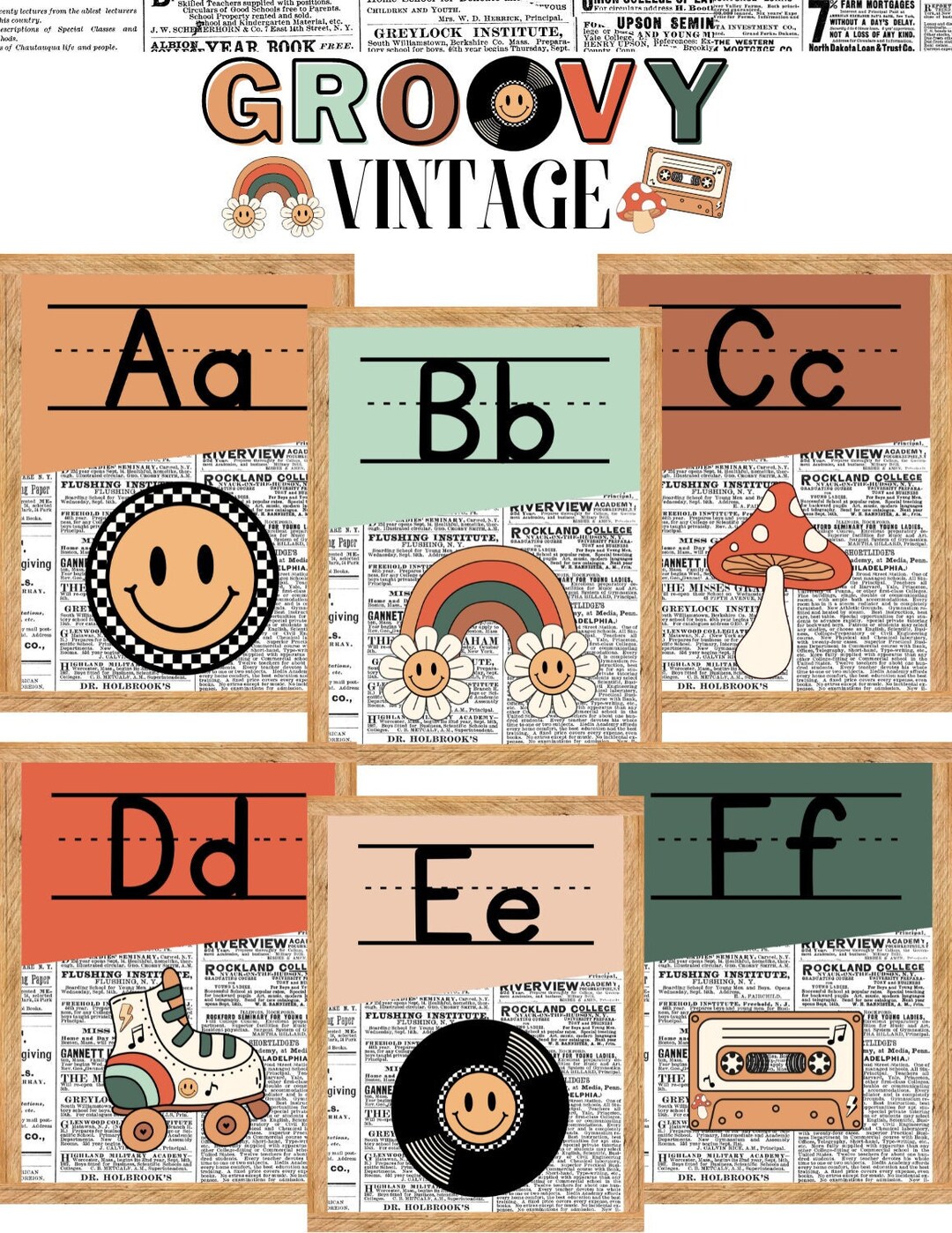 Groovy Vintage Classroom Alphabet Posters - Etsy