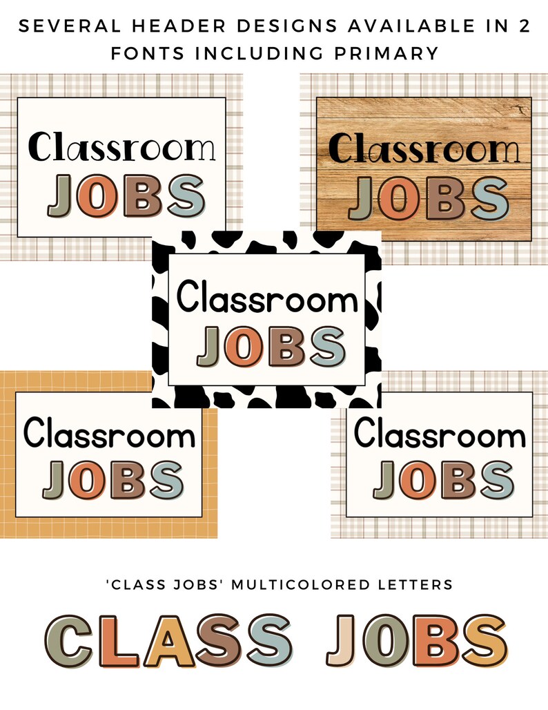 Farm Friends Class Jobs Display [editable] - Etsy