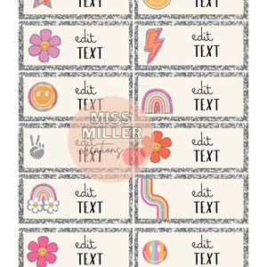 Groovy Glitter Teacher Toolbox Labels [editable] - Etsy