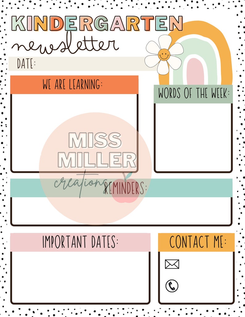 Groovy Boho Classroom Newsletter editable - Etsy