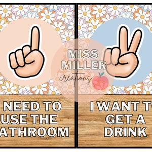 Daisy Dreams Hand Signals Classroom Posters [editable] - Etsy