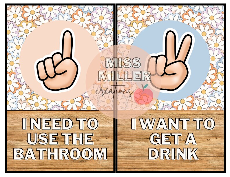 Daisy Dreams Hand Signals Classroom Posters editable - Etsy