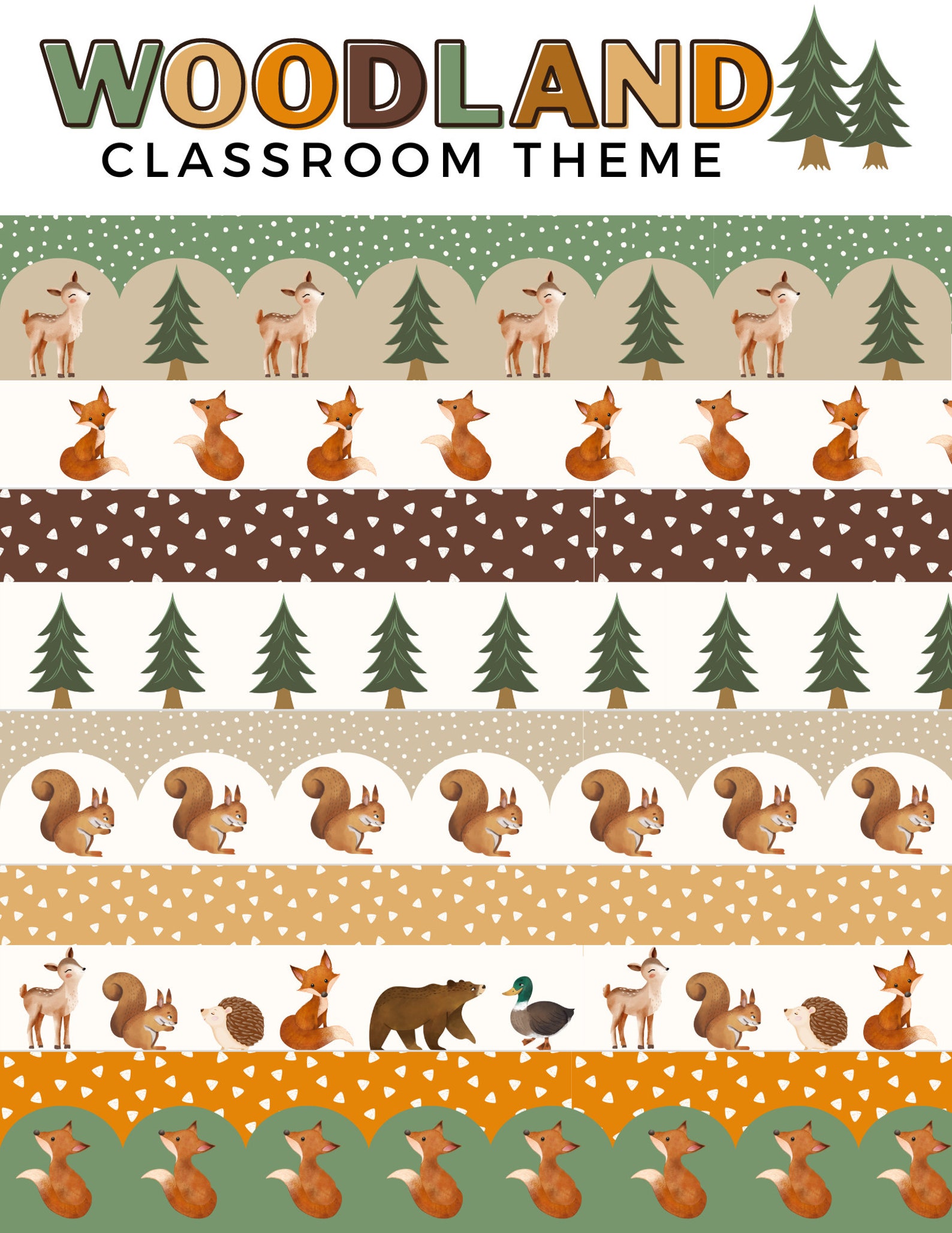 Woodland Bulletin Board Borders - Etsy