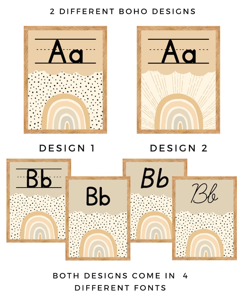 Neutral Boho Rainbow Classroom Alphabet - Etsy