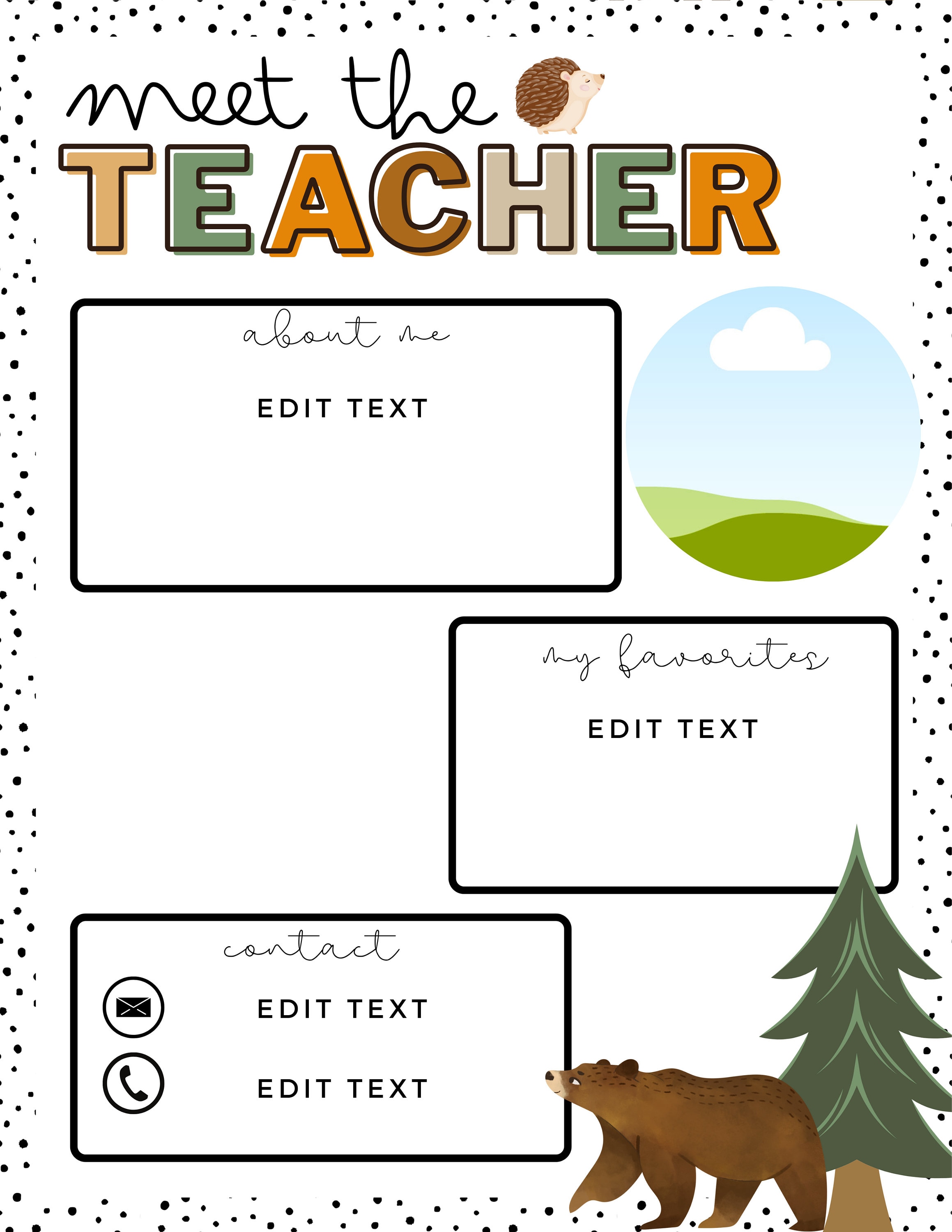 Woodland Meet the Teacher Template - Etsy