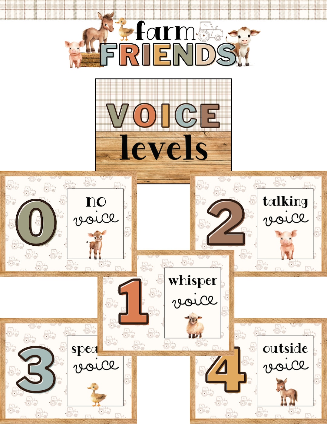 Farm Friends Voice Level Classroom Posters - Etsy