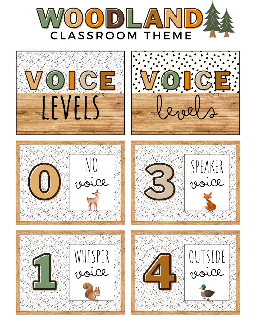 Woodland Voice Level Classroom Posters - Etsy