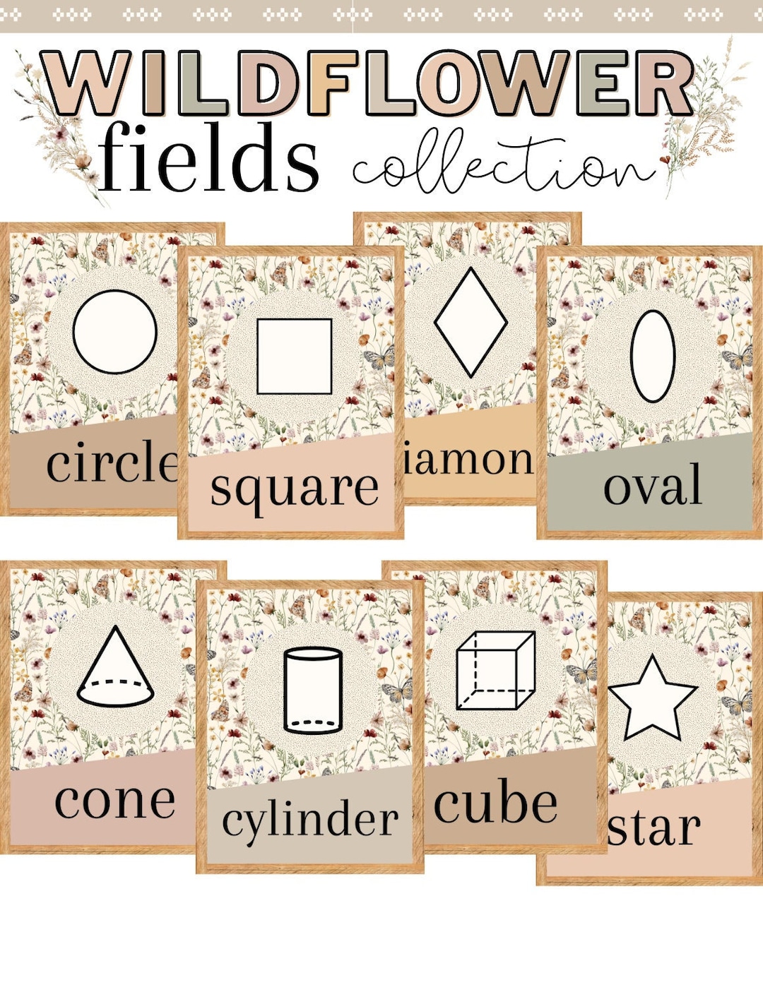 Wildflower Fields Classroom Shape Posters - Etsy