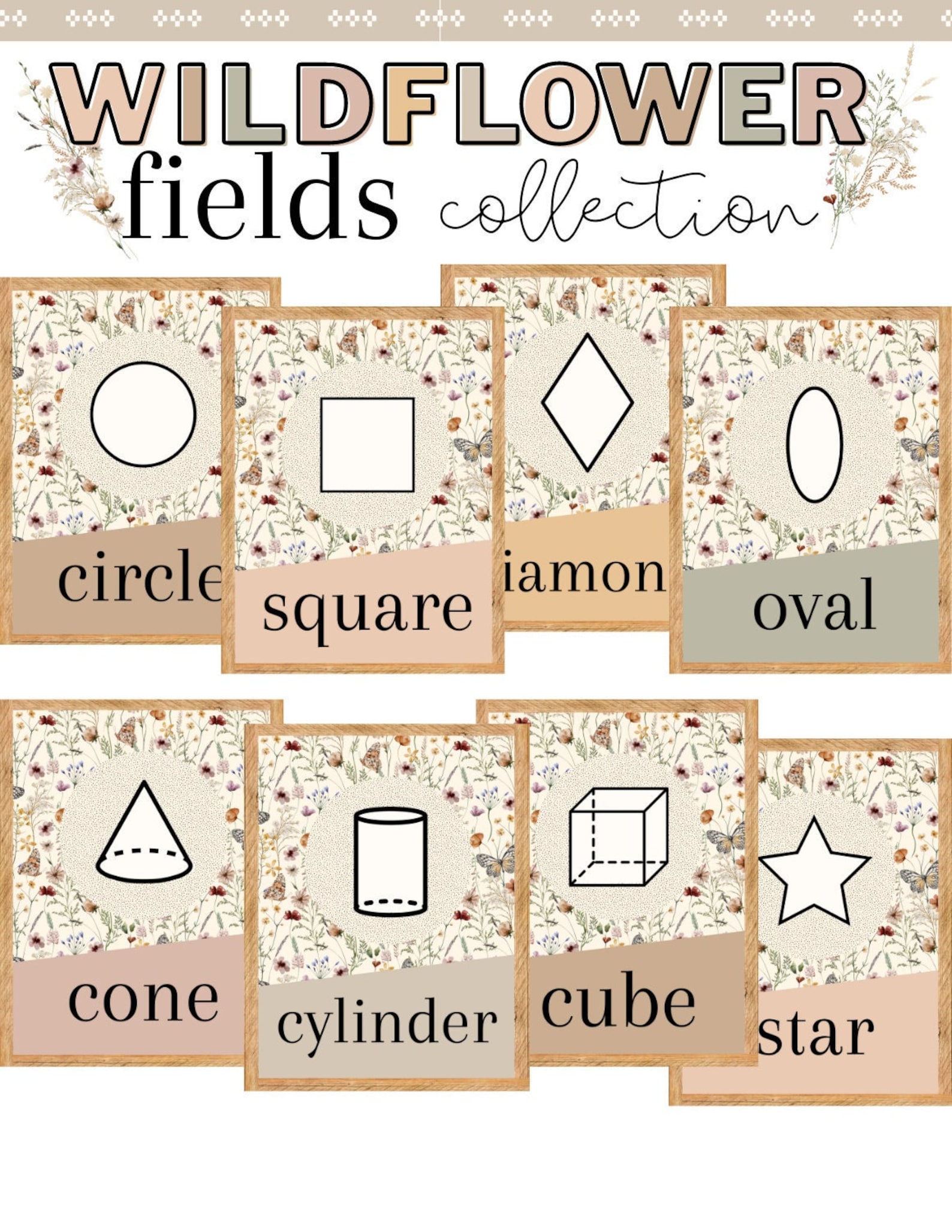 Wildflower Fields Classroom Shape Posters [EDITABLE] - Etsy