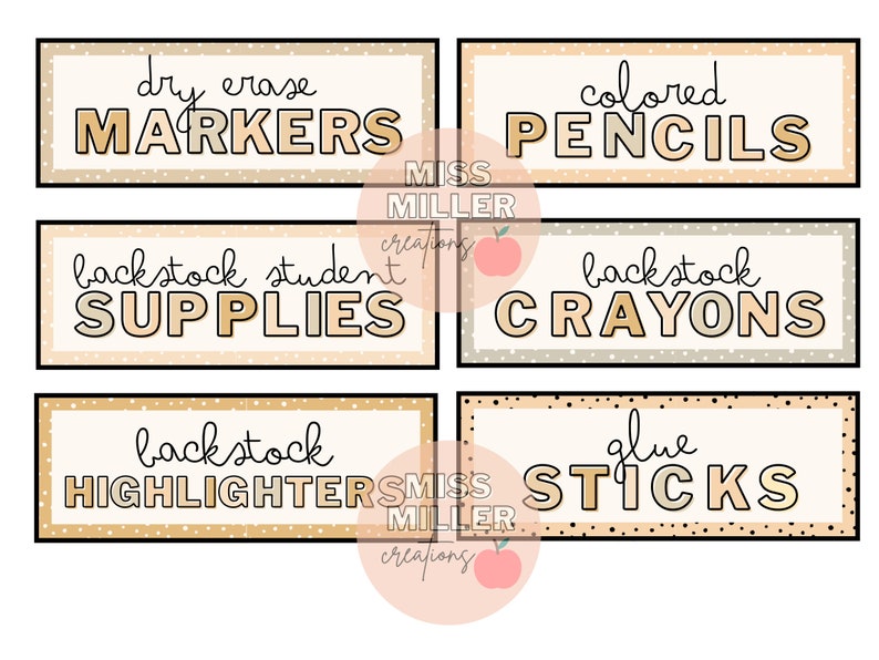 Neutral Boho Rainbow Classroom Supplies Labels - Etsy