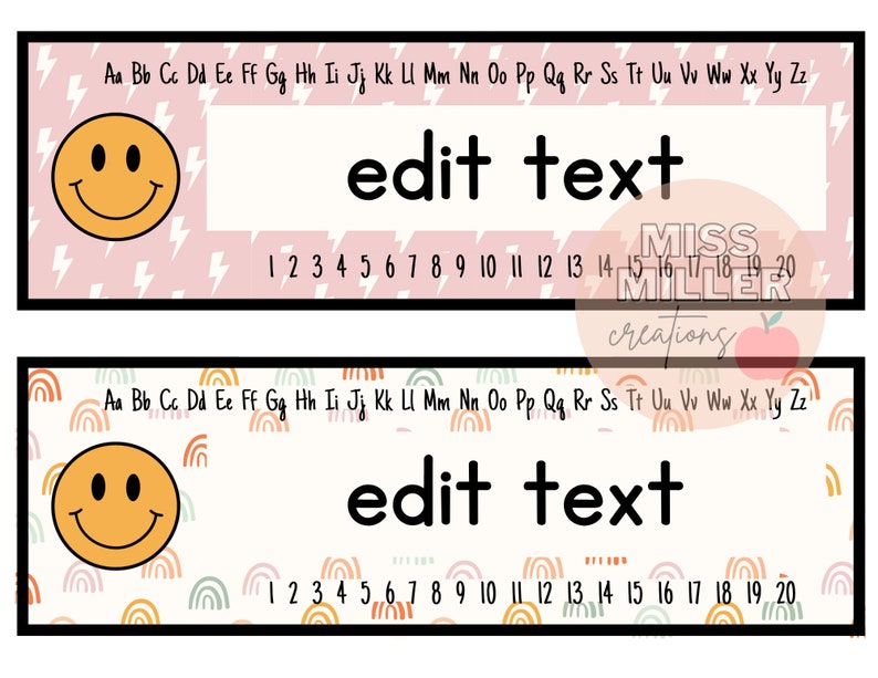 Groovy Boho Desk Plates [editable] - Etsy