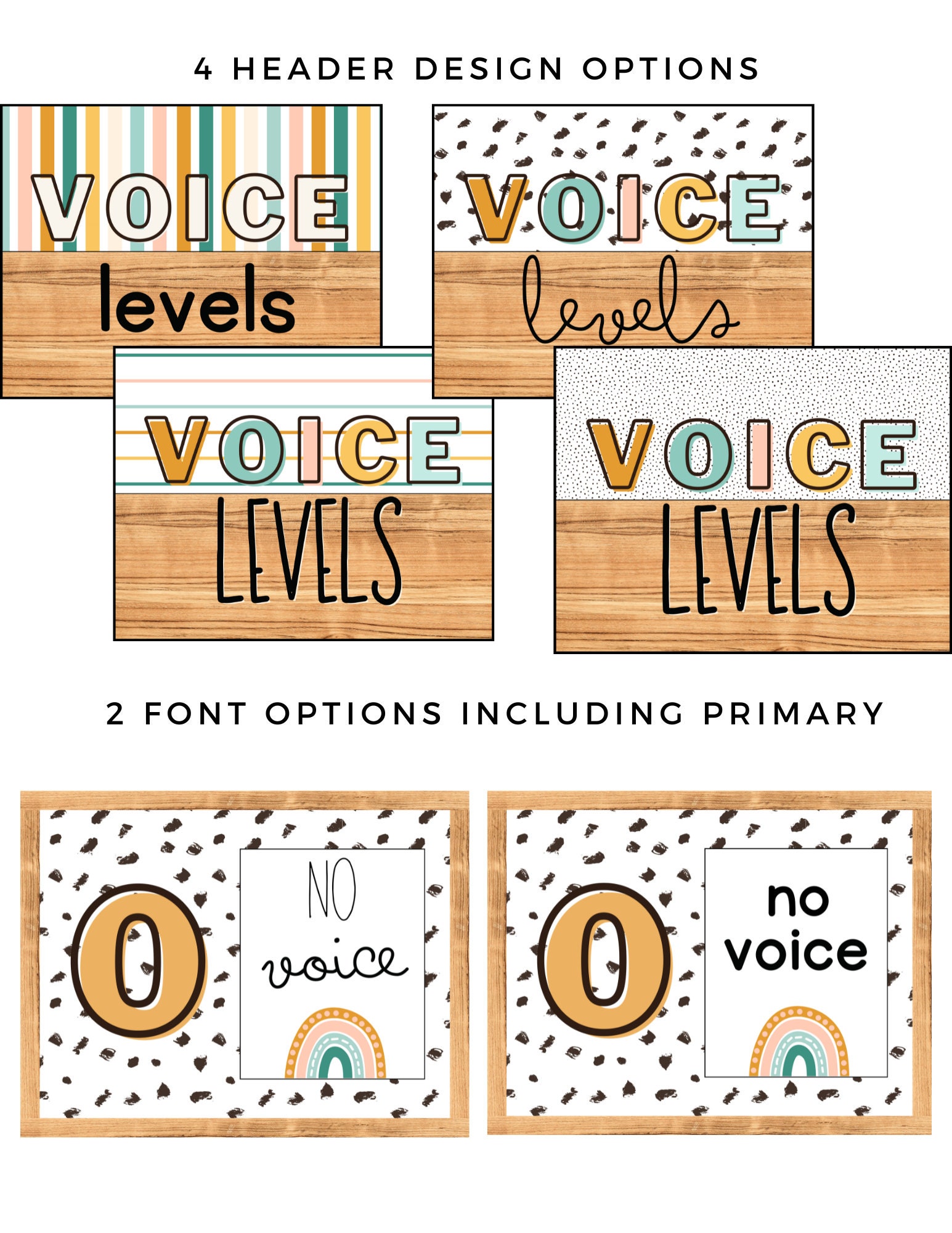 Modern Boho Rainbow Voice Level Classroom Posters - Etsy