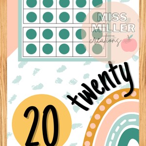 Modern Boho Rainbow Classroom Number Posters - Etsy