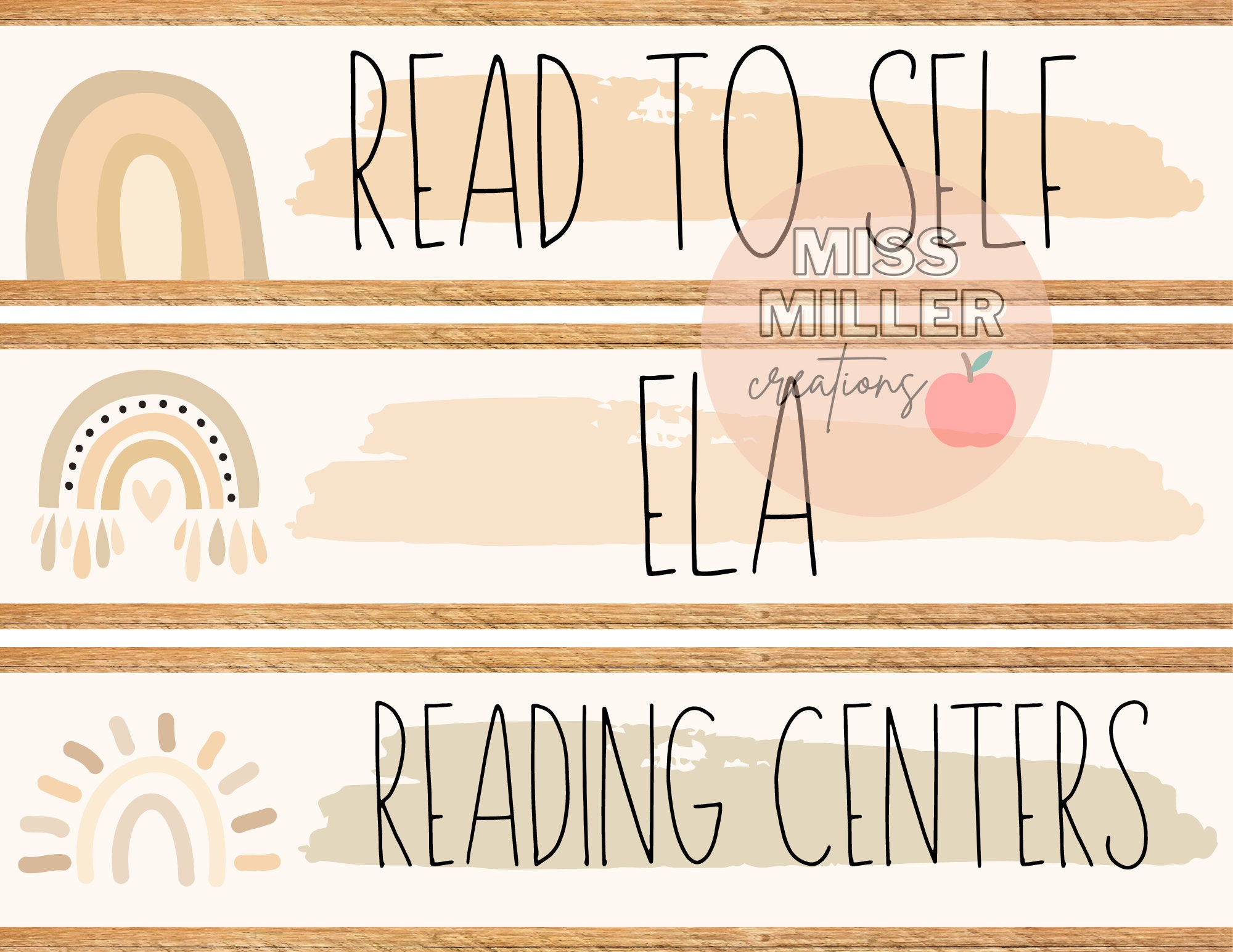 Neutral Boho Rainbow Classroom Schedule editable | Etsy