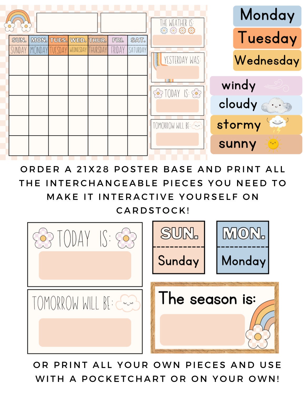 Daisy Dreams Classroom Calendar - Etsy