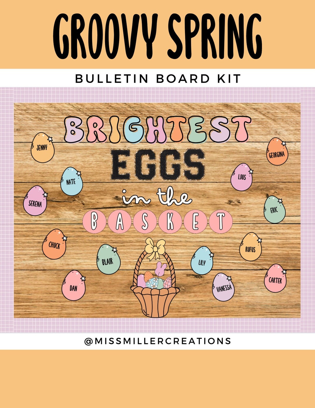 Groovy Spring: Brightest Eggs Bulletin Board Kit - Etsy