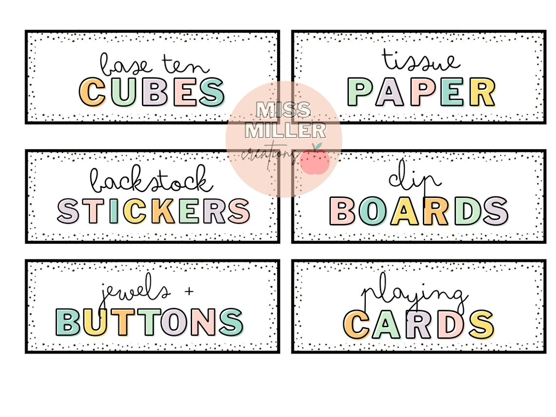 Pastel Boho Rainbow Classroom Supply Labels - Etsy