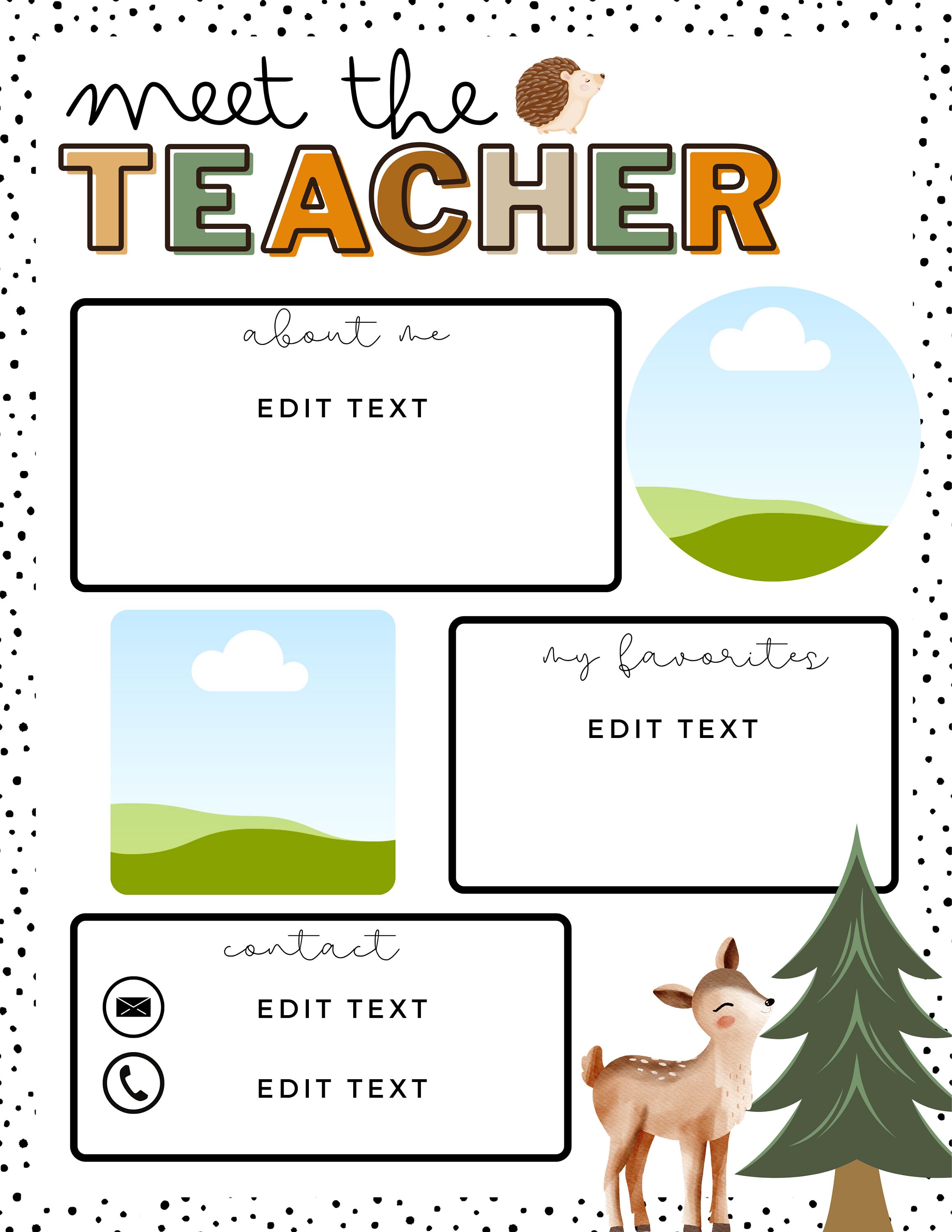 Woodland Meet the Teacher Template - Etsy