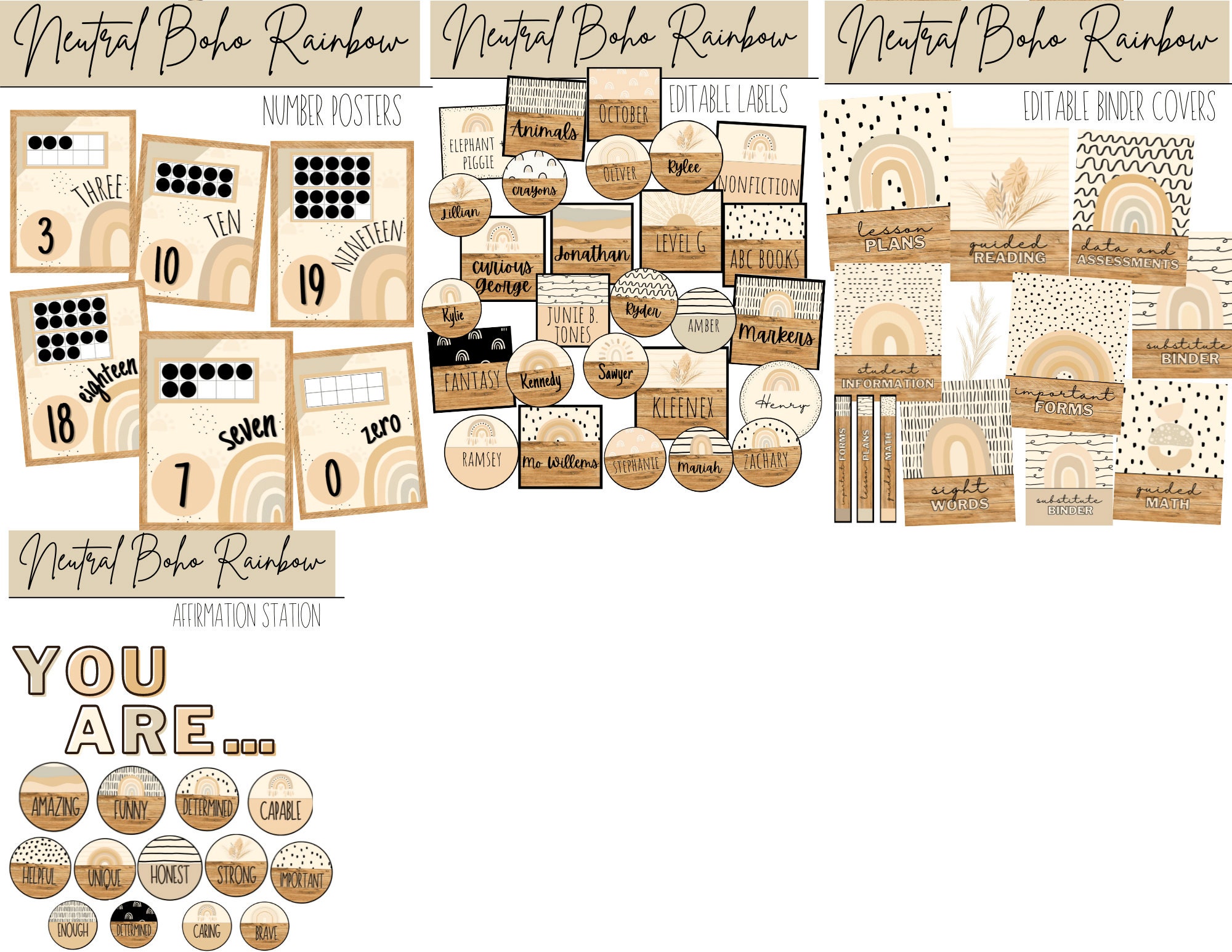 Neutral Boho Rainbow Complete Classroom Collection - Etsy
