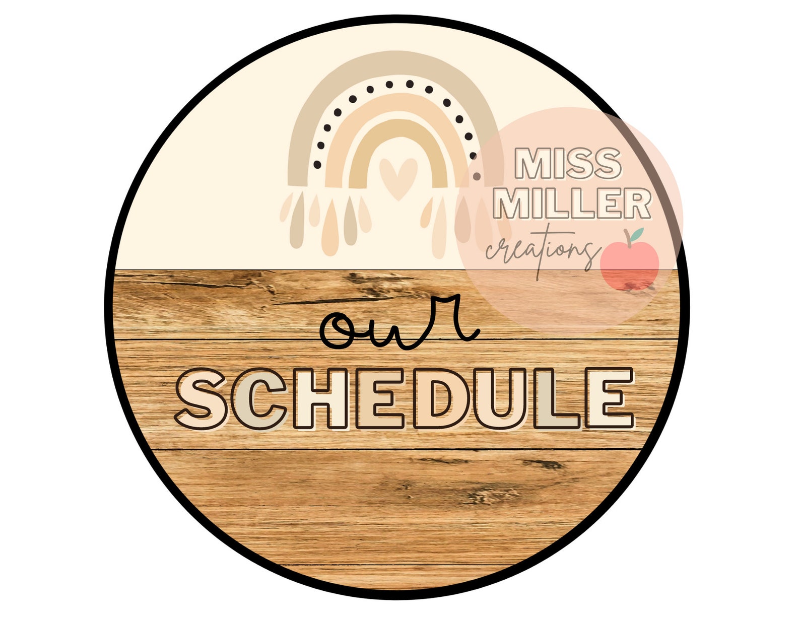 Neutral Boho Rainbow Classroom Schedule editable | Etsy