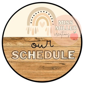 Neutral Boho Rainbow Classroom Schedule [editable] - Etsy