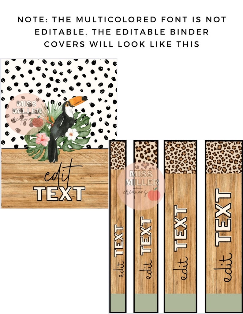 Boho Tropics Binder Covers editable - Etsy