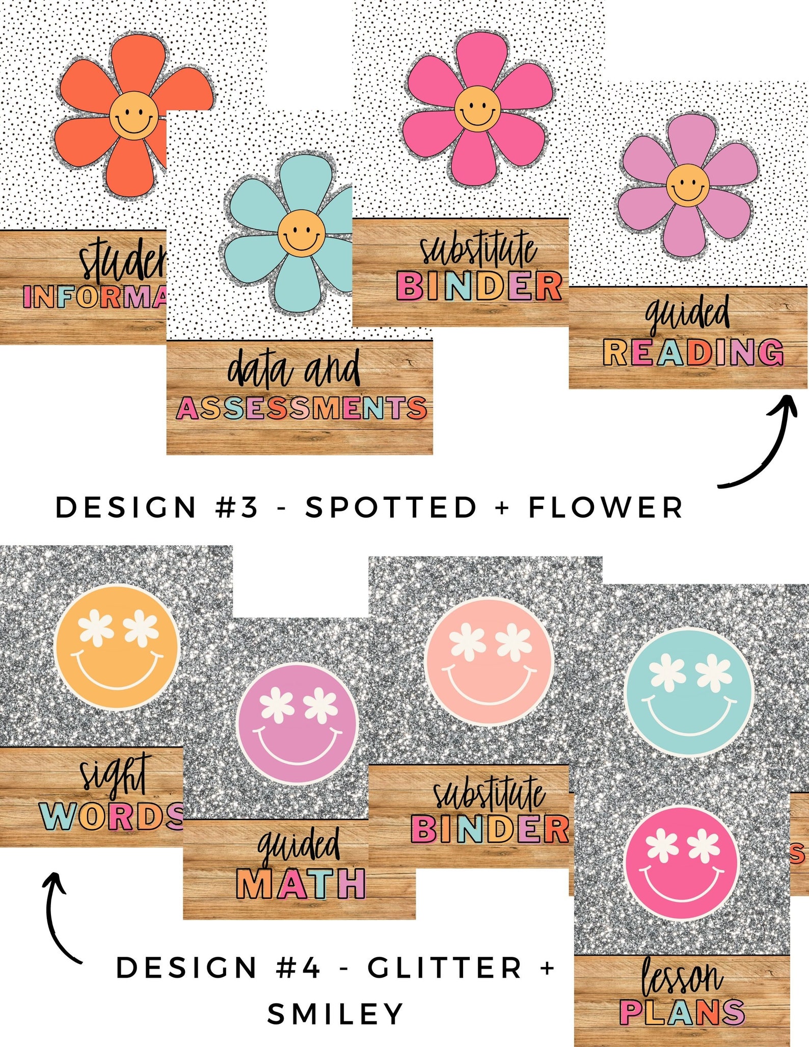 Groovy Glitter Binder Covers editable - Etsy