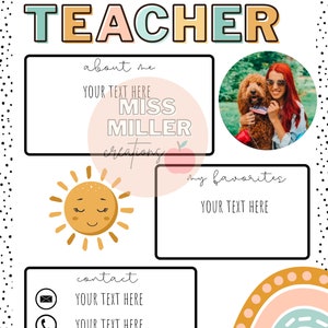 Boho Rainbow Meet the Teacher Template - Etsy