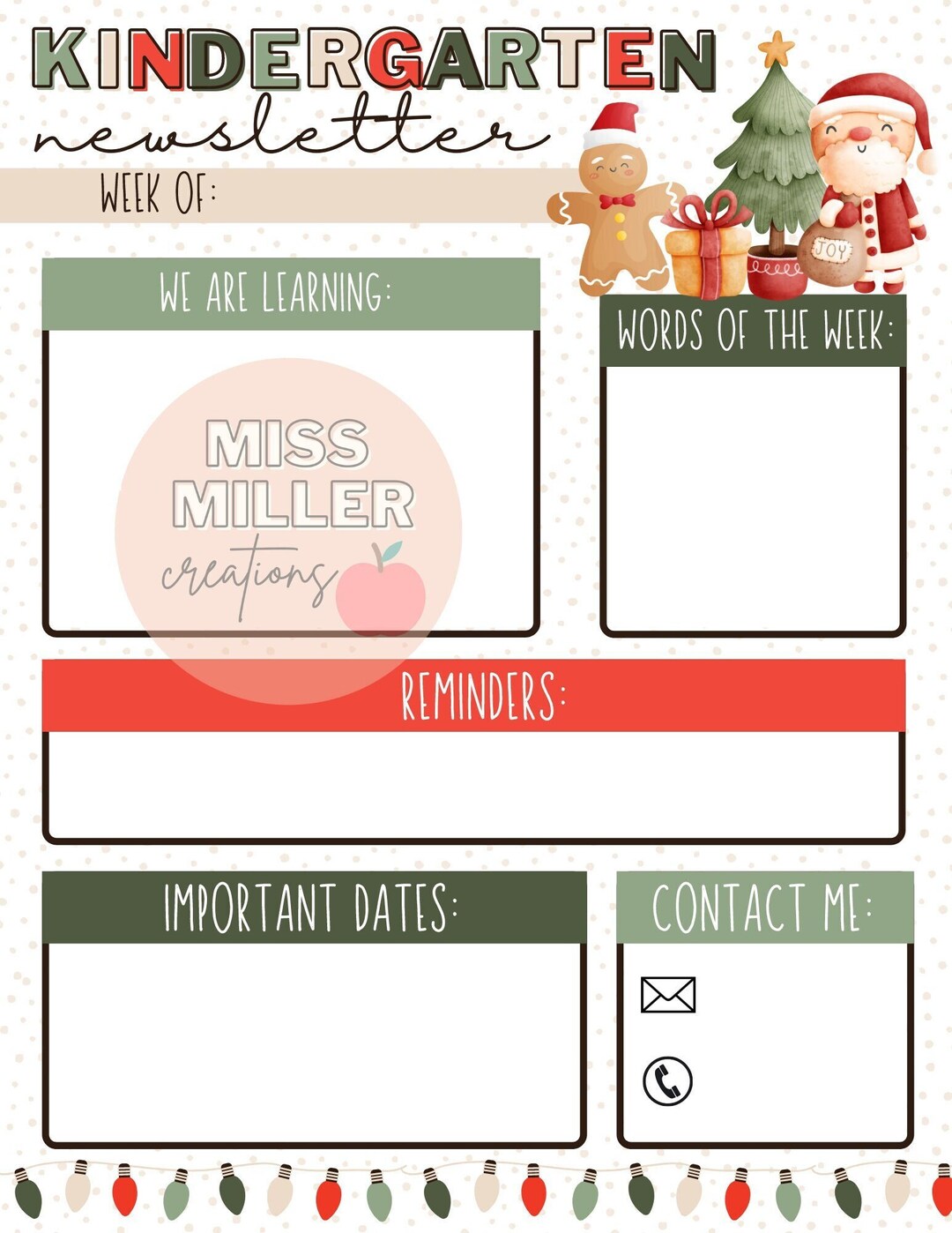December/christmas Classroom Newsletter [editable] - Etsy