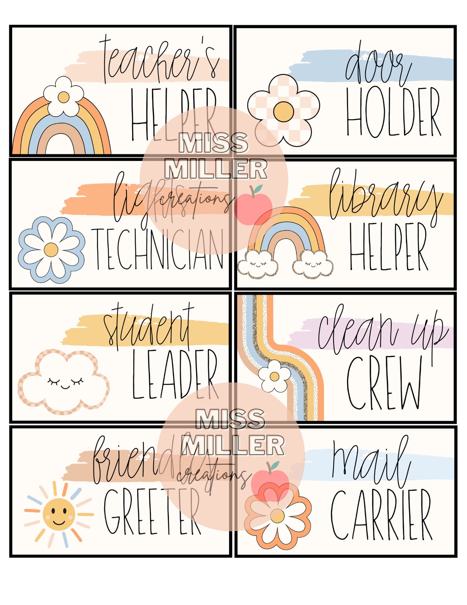 Daisy Dreams Class Jobs Display editable - Etsy